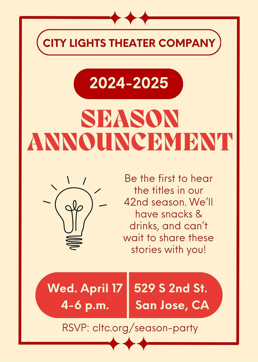 2024-25 Season Announcement - City Lights Theater Company